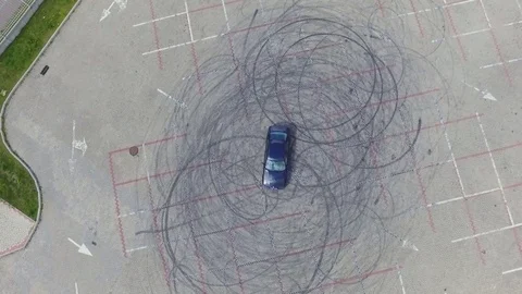 Aerial view of a car and drifting marks ... | Stock Video | Pond5