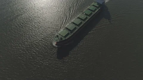 Aerial View of a Cargo Ship Traveling Ac... | Stock Video | Pond5