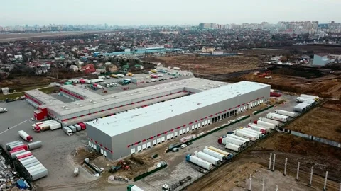 Aerial view of Cargo terminal of the pos... | Stock Video | Pond5