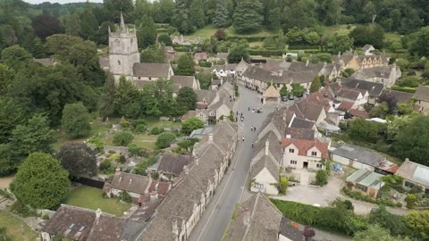 Aerial view of Castle Combe, Cotswolds, ... | Stock Video | Pond5