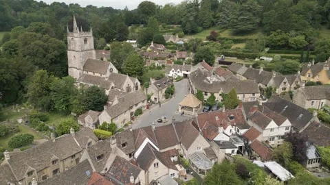 Aerial view of Castle Combe, Cotswolds, ... | Stock Video | Pond5