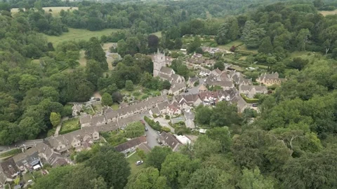 Aerial view of Castle Combe, Cotswolds, ... | Stock Video | Pond5