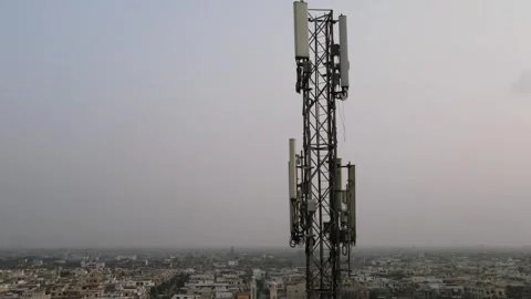 Aerial view of cell phone network towers... | Stock Video | Pond5