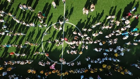 Aerial view of Children dancing in the s... | Stock Video | Pond5
