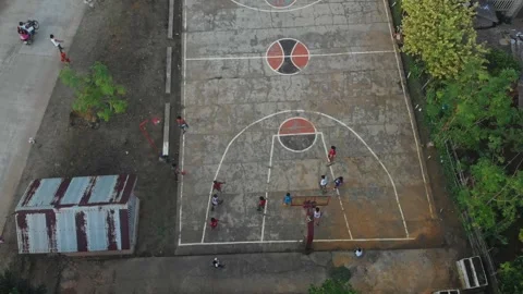 Aerial view of children playing a game o... | Stock Video | Pond5