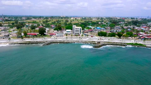 Aerial view. City of Bata. Equatorial Gu... | Stock Video | Pond5