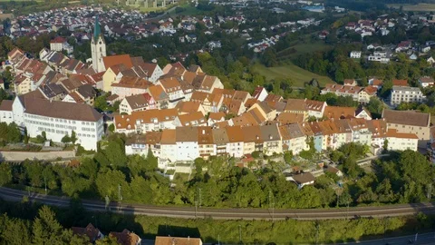 Aerial view of the city Engen in Germany... | Stock Video | Pond5