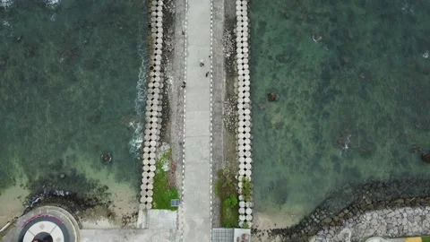Aerial View of Clean Beach with Trestle ... | Stock Video | Pond5