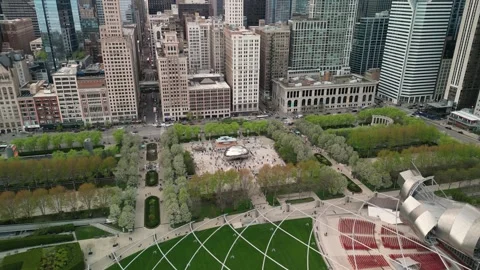 Aerial view of Cloud Gate at Millenium P... | Stock Video | Pond5