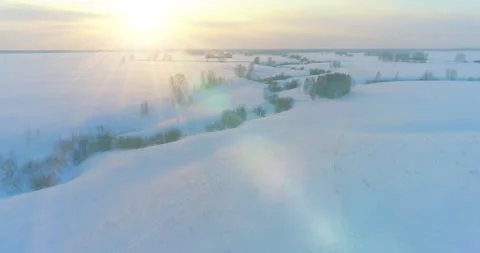 Aerial view of cold arctic field landsca... | Stock Video | Pond5
