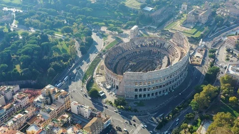 Aerial view of Colosseum in Rome, famous... | Stock Video | Pond5