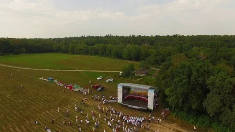 aerial view of concert stage and people ... | Stock Video | Pond5