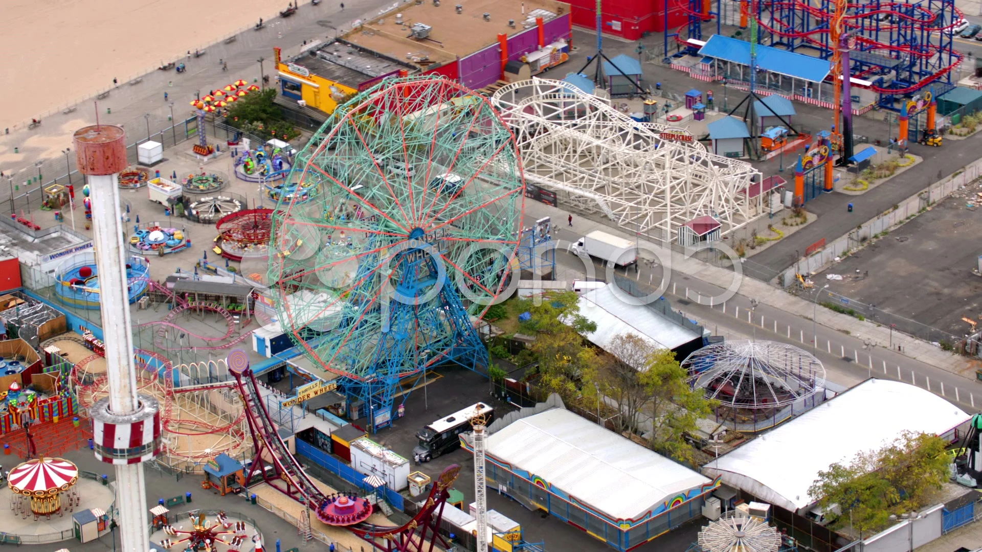 Old Coney Island Aerial View The Beach At Coney Island. New York, USA,