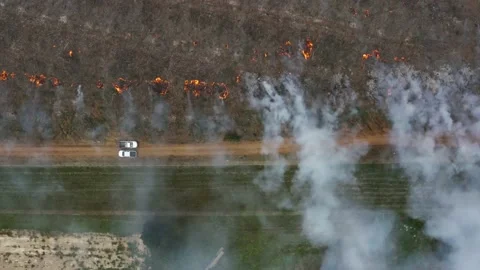 Aerial View Of Controlled Fire. High qua... | Stock Video | Pond5