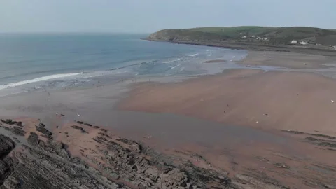 Aerial View Croyde Beach North Devon Col... | Stock Video | Pond5