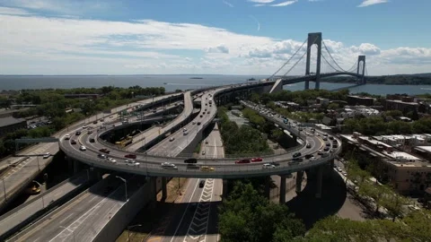 An aerial view of the curved ramps of th... | Stock Video | Pond5