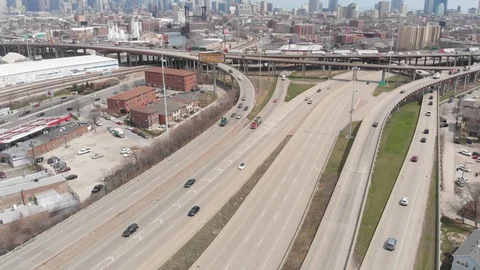 Aerial view of Dan Ryan Expressway and c... | Stock Video | Pond5