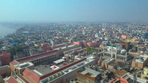 AERIAL view of Dashashwamedh Ghat, Kashi... | Stock Video | Pond5