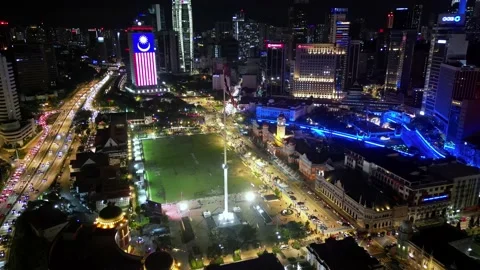 Aerial view Dataran Merdeka green field ... | Stock Video | Pond5