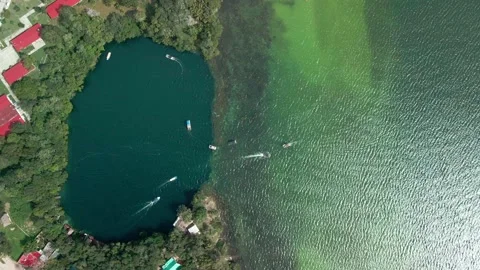 Aerial view of the Deepest cenote in the... | Stock Video | Pond5