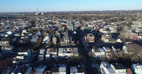 Aerial View of Delaware Riverfront Commu... | Stock Video | Pond5