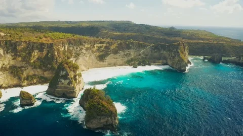 Aerial view on Diamond beach at the bott... | Stock Video | Pond5