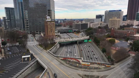 Aerial view of Downtown Atlanta famous l... | Stock Video | Pond5