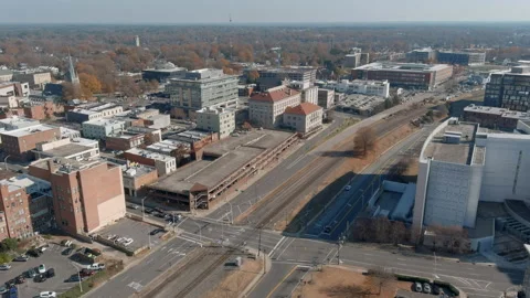 Aerial View In Downtown Durham Over Larg... | Stock Video | Pond5