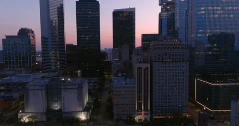 Aerial view of downtown Houston at night | Stock Video | Pond5