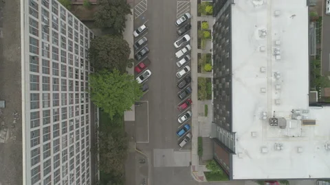 Aerial View of a Downtown Parking Lot | Stock Video | Pond5