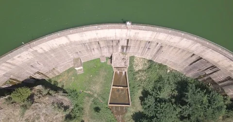 Aerial view from drone of dam for contro... | Stock Video | Pond5