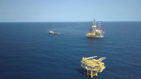 Aerial view from a drone of an offshore ... | Stock Video | Pond5