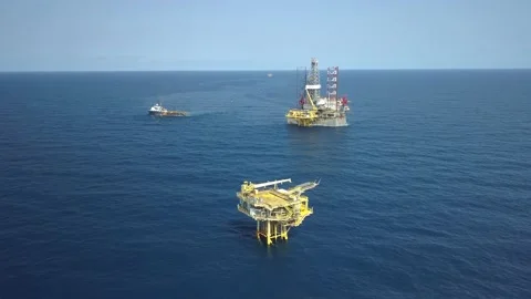 Aerial view from a drone of an offshore ... | Stock Video | Pond5