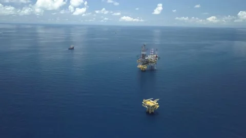 Aerial view from a drone of an offshore ... | Stock Video | Pond5