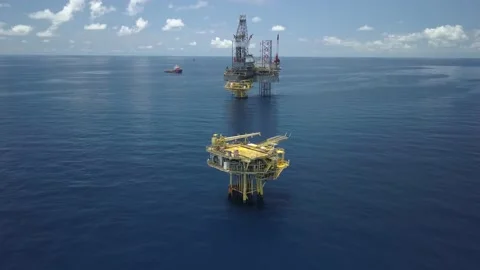 Aerial view from a drone of an offshore ... | Stock Video | Pond5