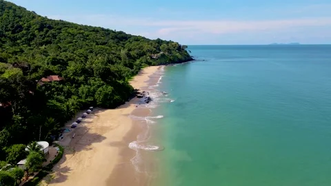 Aerial view from drone at a tropical bea... | Stock Video | Pond5