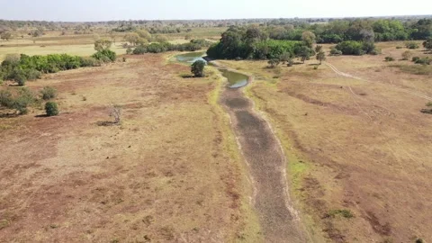 Aerial view of dry swamp during severe d... | Stock Video | Pond5