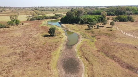 Aerial view of dry swamp during severe d... | Stock Video | Pond5