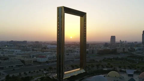 Aerial view of Dubai Frame, a landmark i... | Stock Video | Pond5