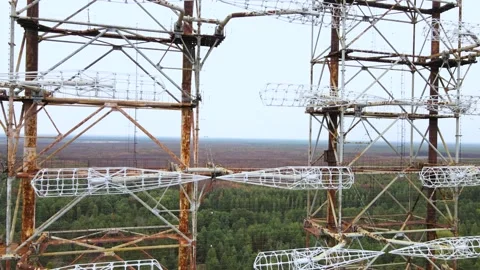 Aerial view of Duga radar system in aban... | Stock Video | Pond5