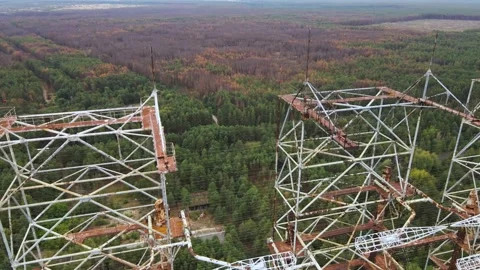 Aerial view of Duga radar system in aban... | Stock Video | Pond5