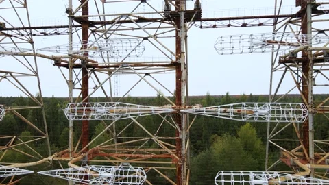 Aerial view of Duga radar system in aban... | Stock Video | Pond5