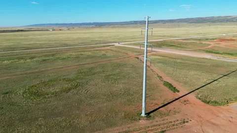 Aerial view of an electric power grid tr... | Stock Video | Pond5