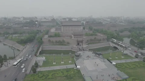 Aerial view of the entrance gate to the ... | Stock Video | Pond5