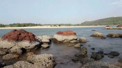 Aerial view of Estuary in betul Beach, b... | Stock Video | Pond5