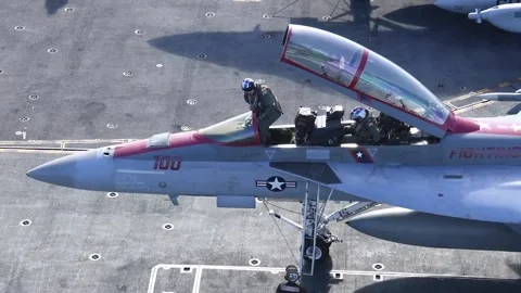 Aerial view F/A-18 Hornet pilot and wea... | Stock Video | Pond5