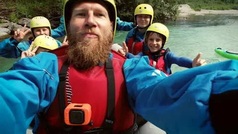 Aerial view of family doing a selfie whi... | Stock Video | Pond5