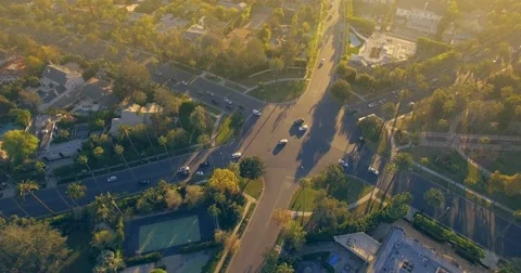 Aerial view of famous 6-way stop interse... | Stock Video | Pond5