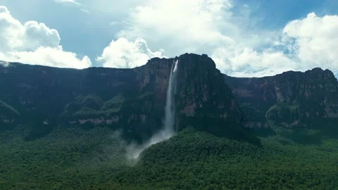 Aerial view from far of Angel Falls wate... | Stock Video | Pond5