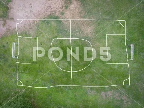 Aerial view field nature green soccer field background, top view ...